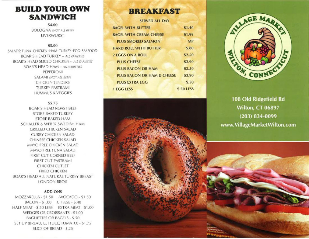 Deli Menu | Village Market Wilton