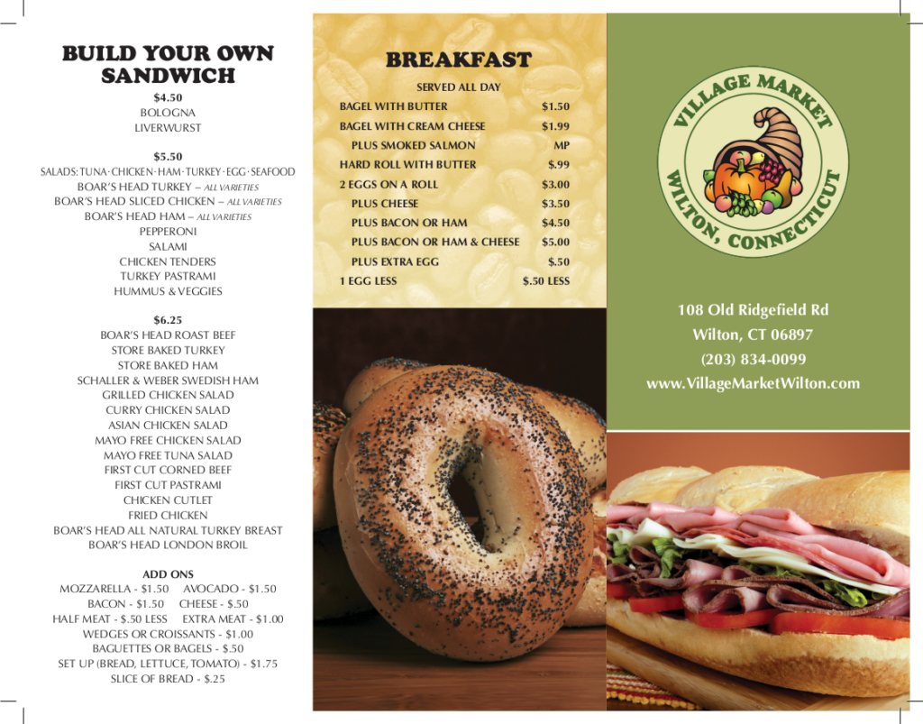 Deli Menu | Village Market Wilton