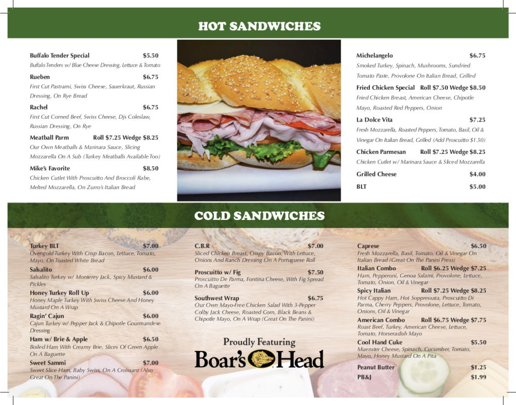 Deli Menu | Village Market Wilton